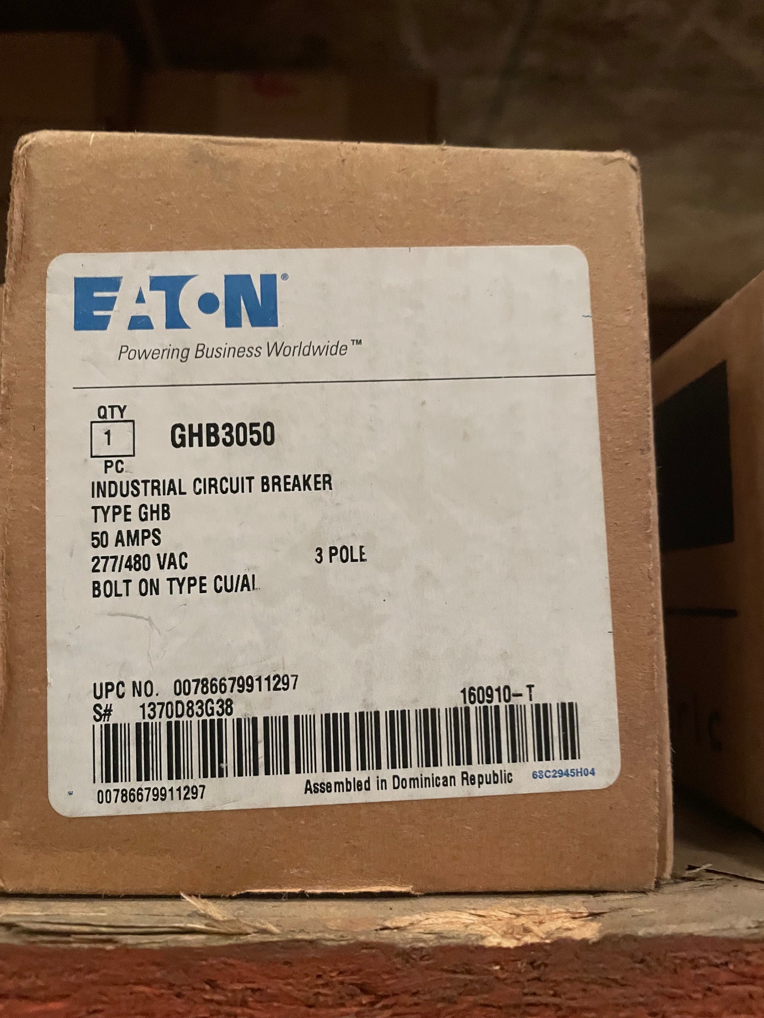 Eaton GHB3050 Circuit Breaker 50A 3P-New Surplus – General Equipment ...