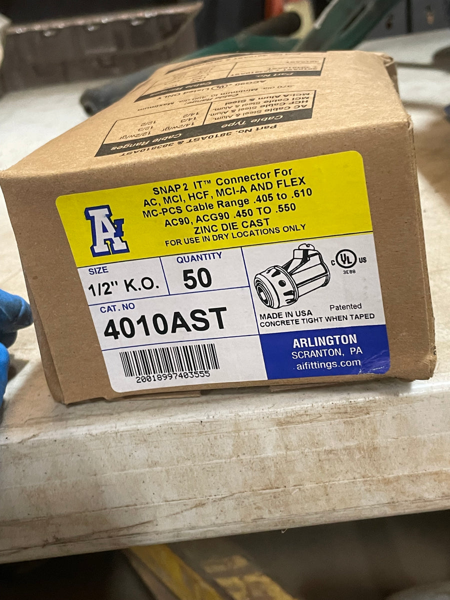 Arlington 4010AST 3/8" SNAP2IT Connector with Insulated Throat, Pack o ...